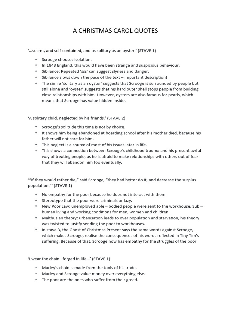 A Christmas Carol Quotes | PDF | Ebenezer Scrooge | Tiny Tim (A ...