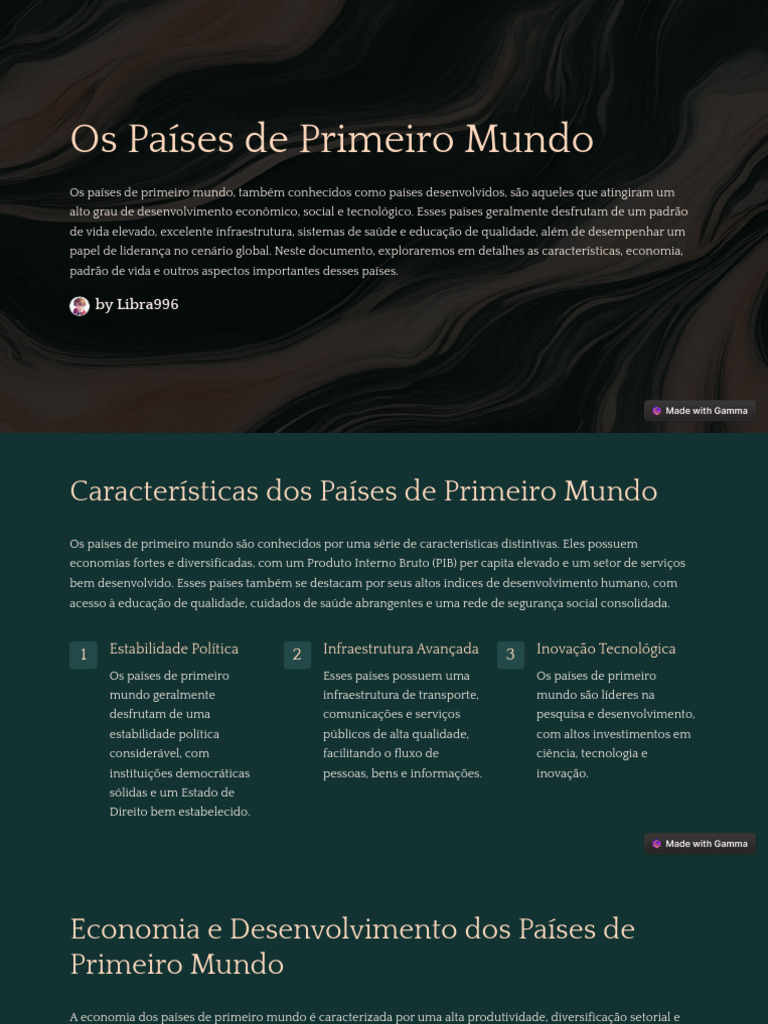 Características dos Países de Primeiro Mundo | PDF | Economia | Setor ...