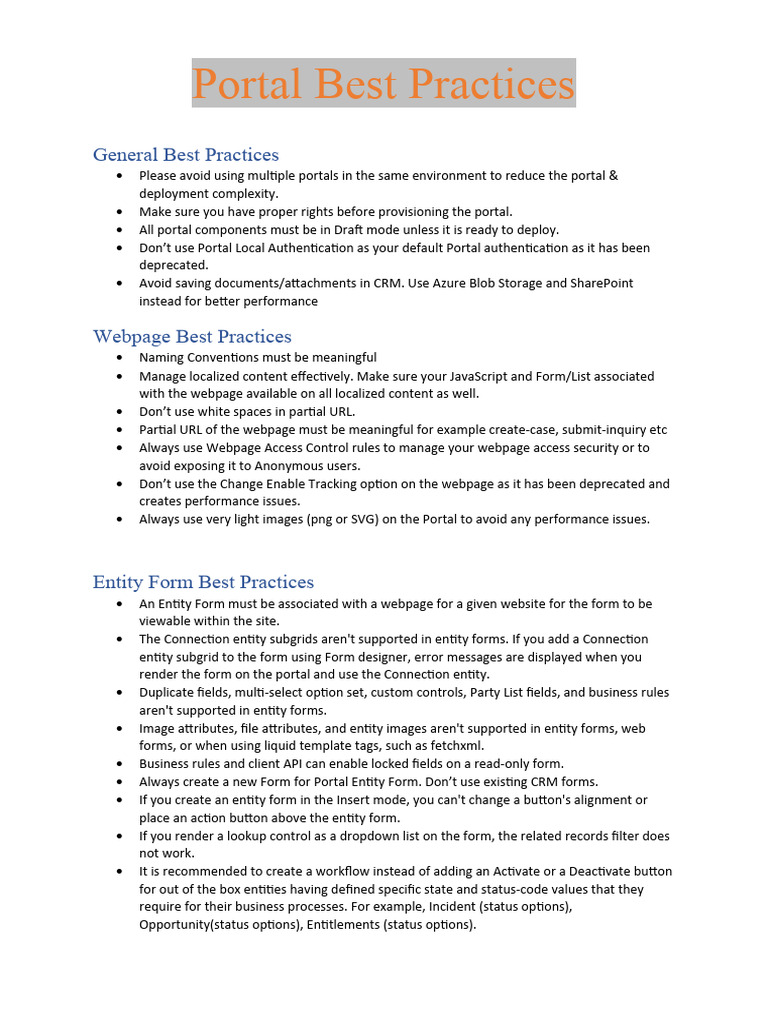 Portal Best Practices | PDF | World Wide Web | Internet & Web