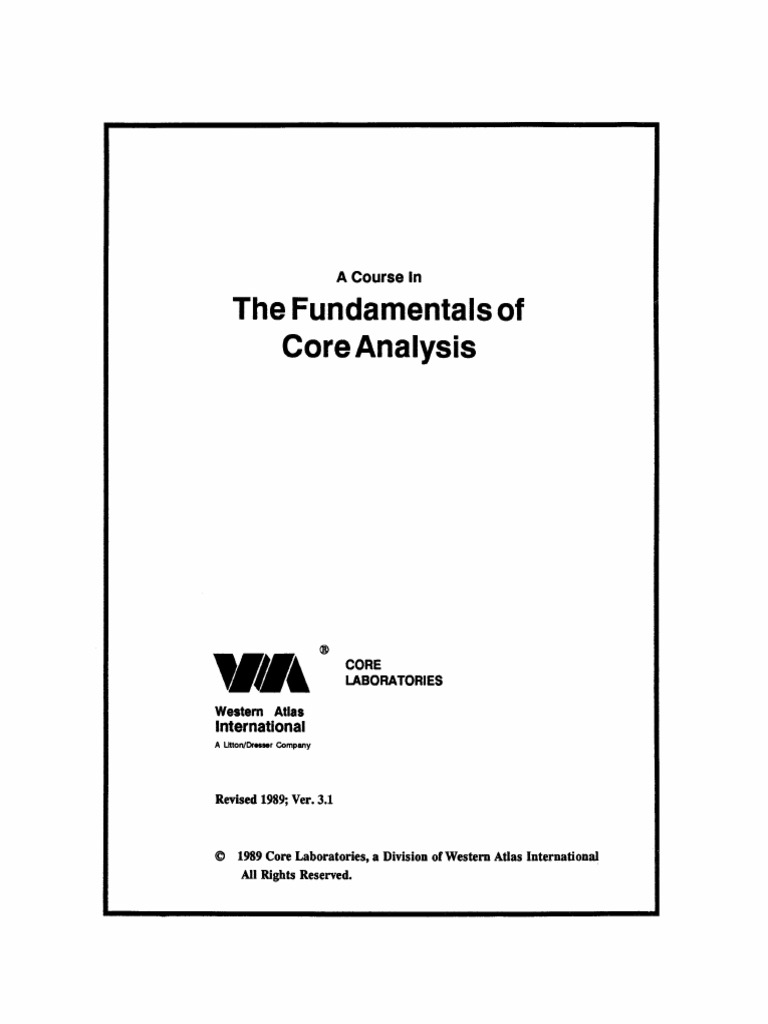 Core Keelan (Core Lab) Fundamentals of Core Analysis (1989) | PDF