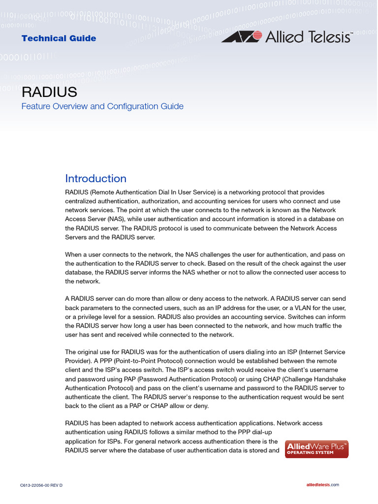 Radius Feature Overview Guide | PDF | Radius | Proxy Server Radius Feature Overview Guide | PDF | Radius | Proxy Server