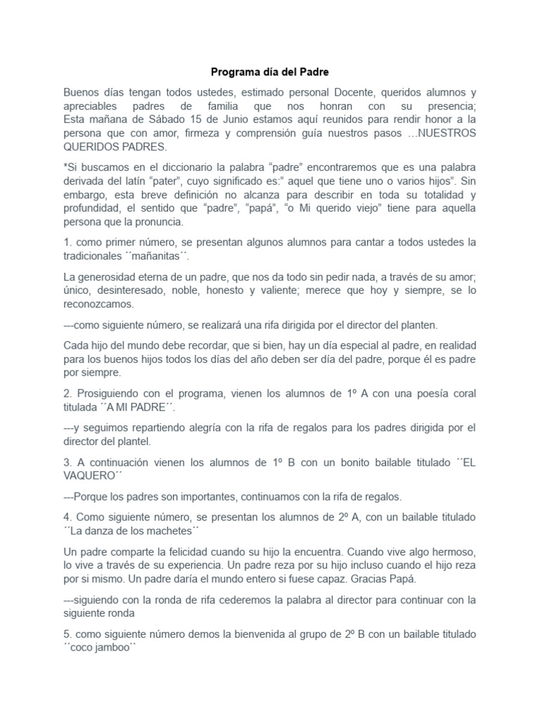 Programa Día Del Padre | PDF