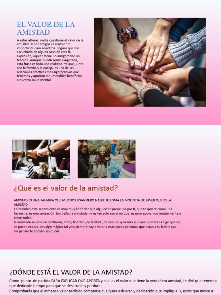 El Valor de La Amistad | Descargar gratis PDF | Amistad | Conceptos psicologicos