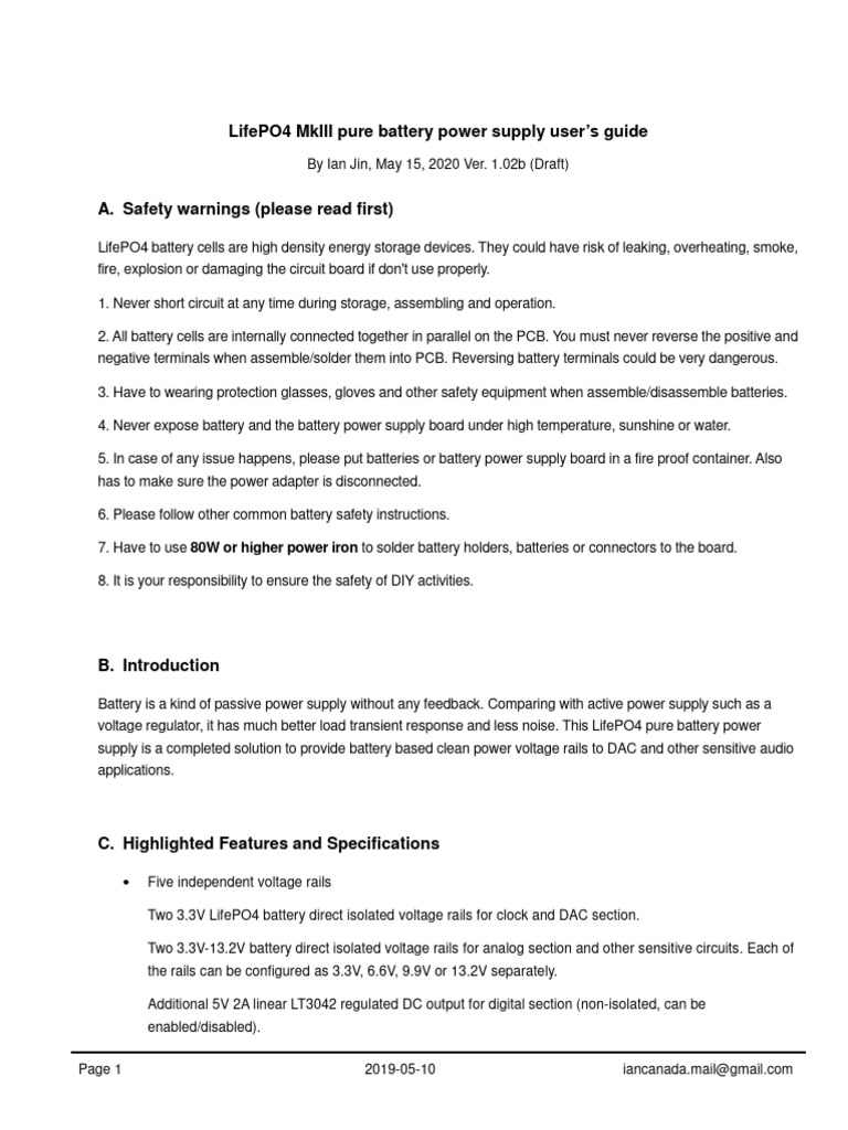 Life PO4 MK IIIPower Supply Manual | PDF | Power Supply | Battery Charger