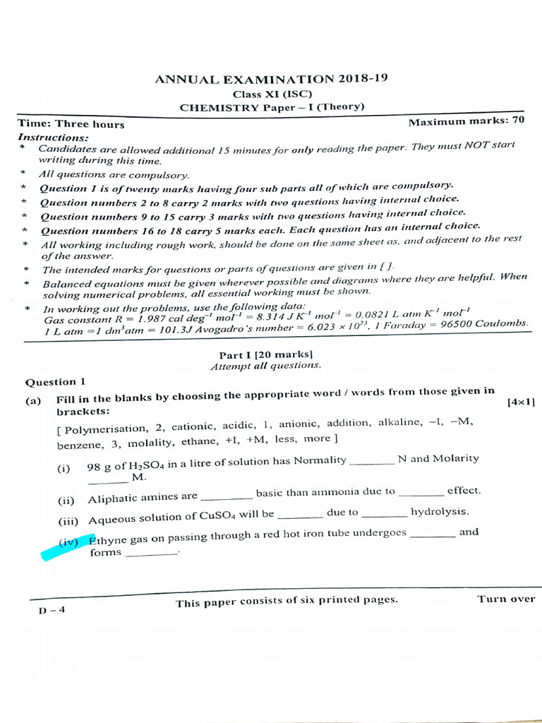 Chem 4 Year Paper | PDF