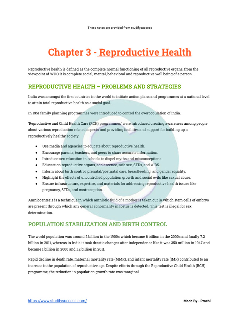 class 12 biology ch-3 notes | PDF | Birth Control | Sexually ...
