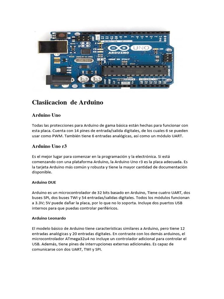 Clasiicacion de Arduino | PDF