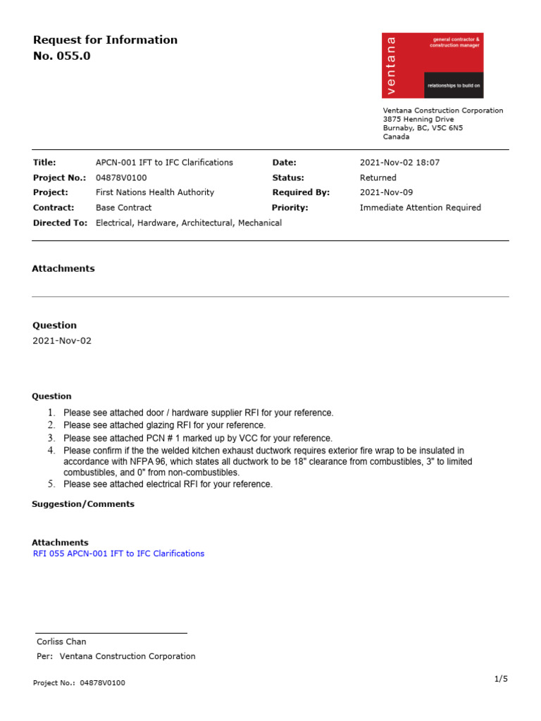 APCN-001 IFT to IFC Clarifications | PDF | Building Insulation | Drywall