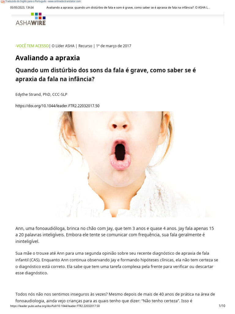Avaliando A Apraxia: Quando Um Distúrbio Dos Sons Da Fala É Grave, Como ...
