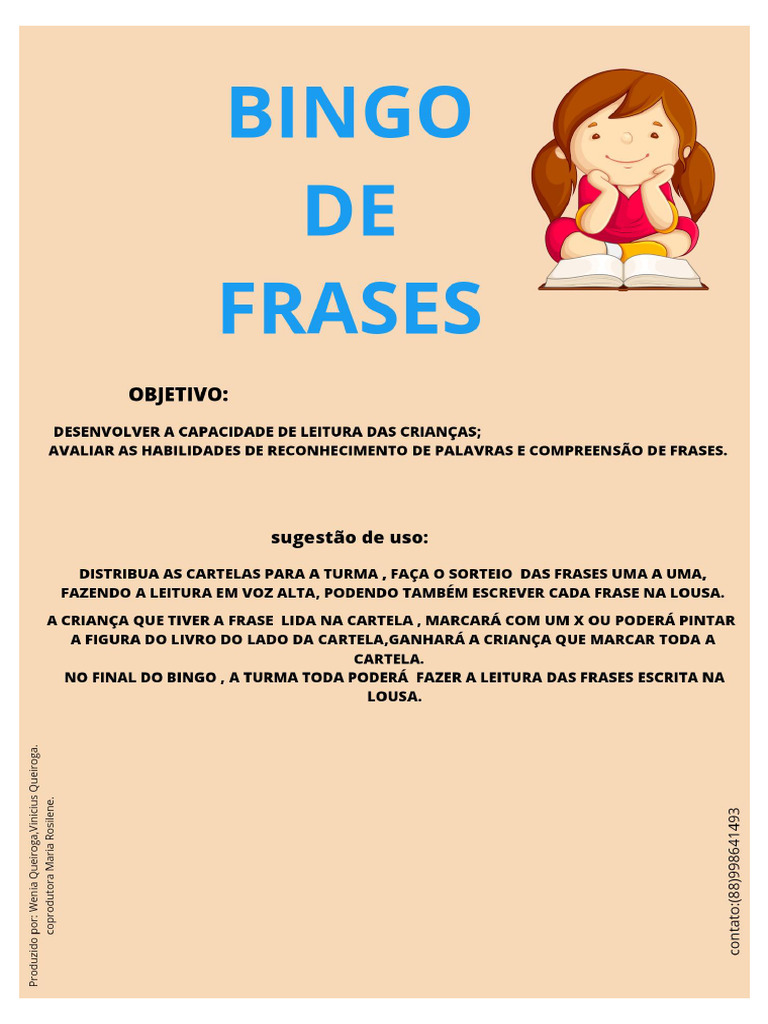 Bingo de Frases Bastão | PDF