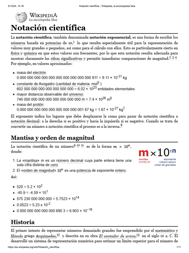 Notación Científica | PDF | Notación Matemática | Números