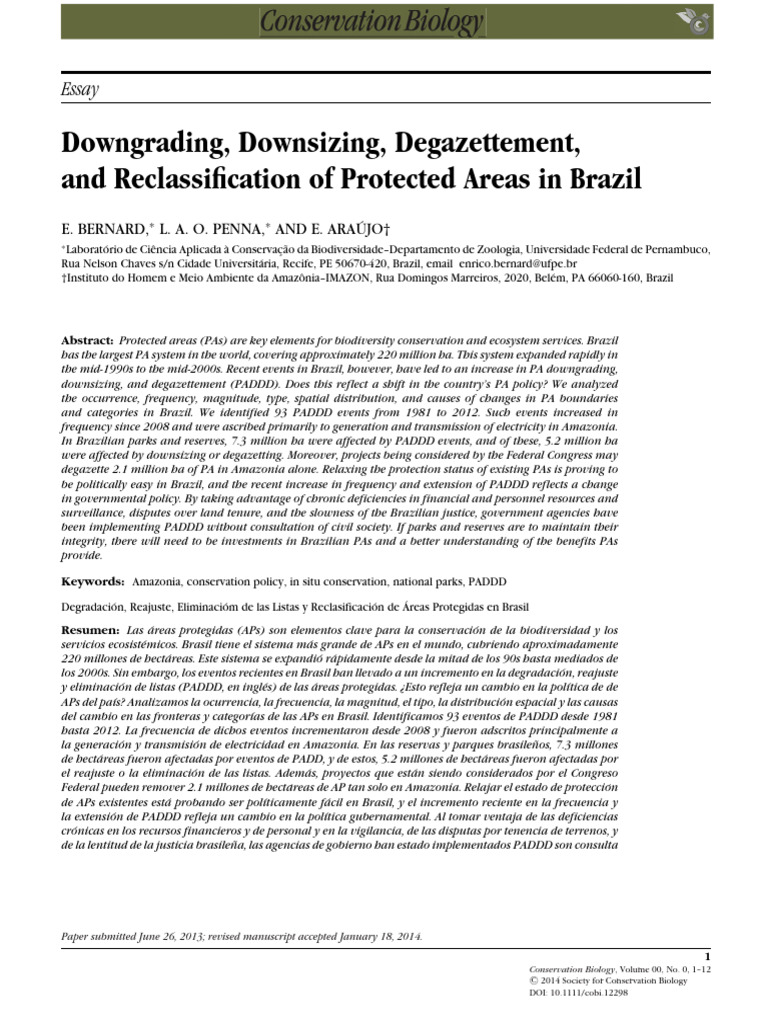 Downgrading, Downsizing, Degazettement | PDF | Brazil | Biodiversity