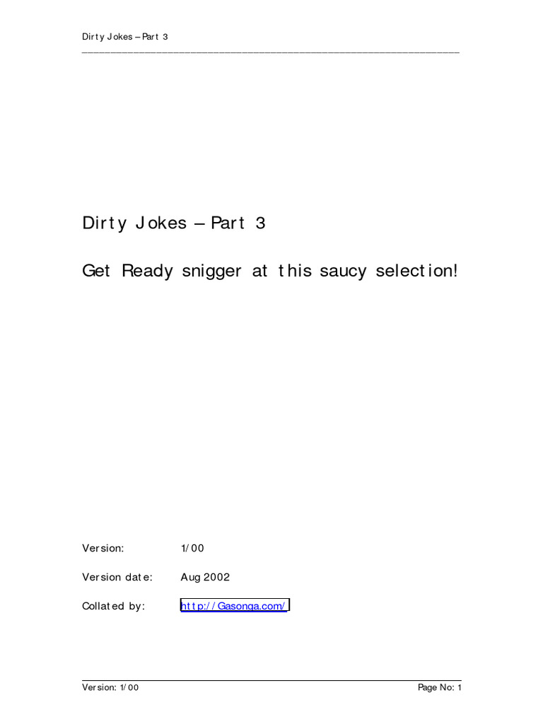 Dirty Jokes - Part 3 Get Ready Snigger at This Saucy Selection! | PDF | Self-Improvement