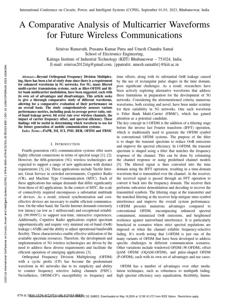A Comparative Analysis Of Multicarrier Waveforms For Future Wireless