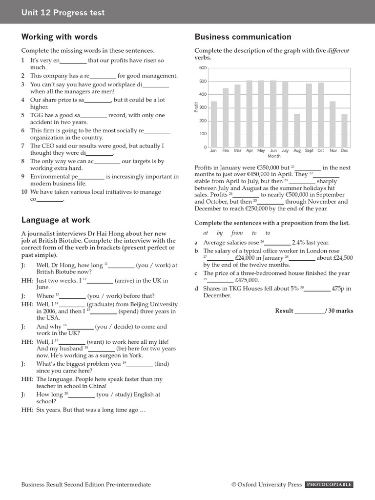 BR2e Pre-Intermediate Unit12 Progress Test | PDF | Linguistics