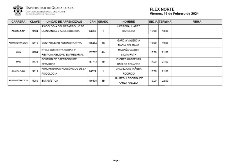 Clases del 16 de Febrero 2024 en FLEX NORTE | PDF
