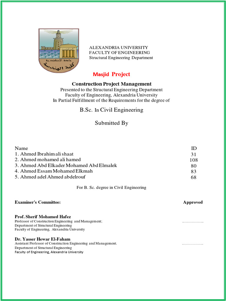 Mosque Project Construction Management | PDF | Feasibility Study ...