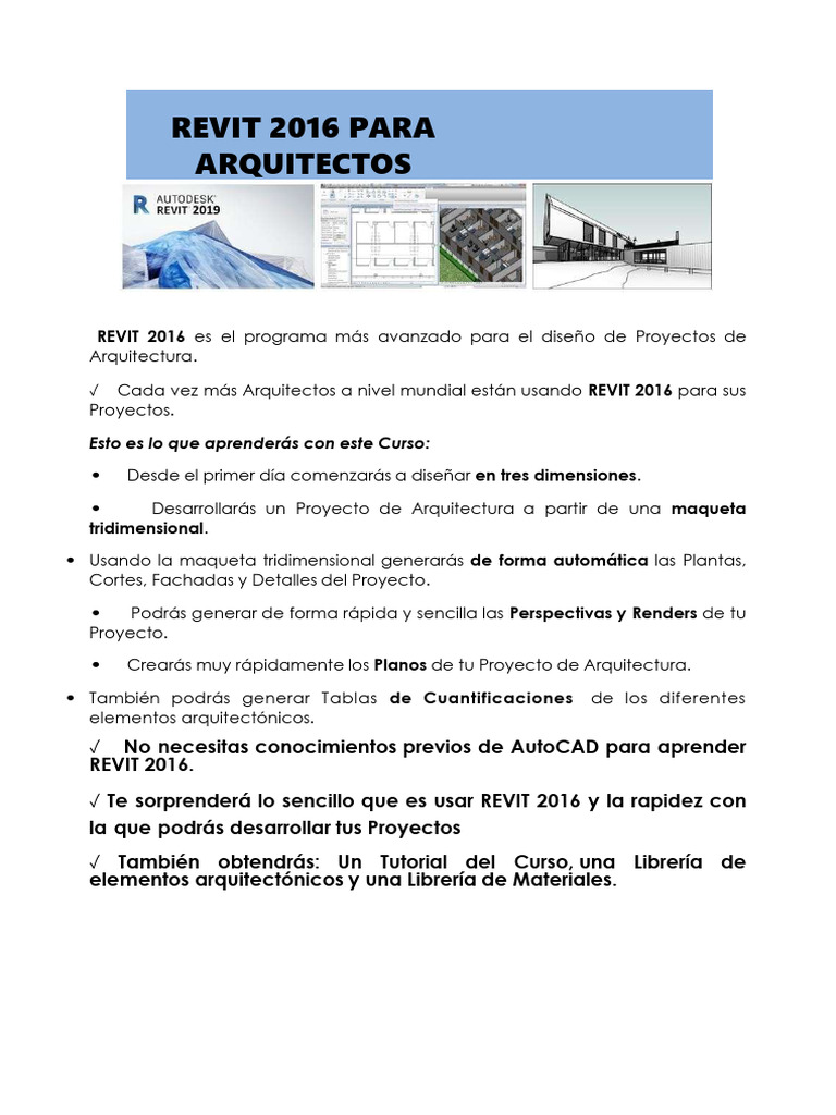 Curso Basico REVIT Architecture 2016 | PDF | Autodesk Revit