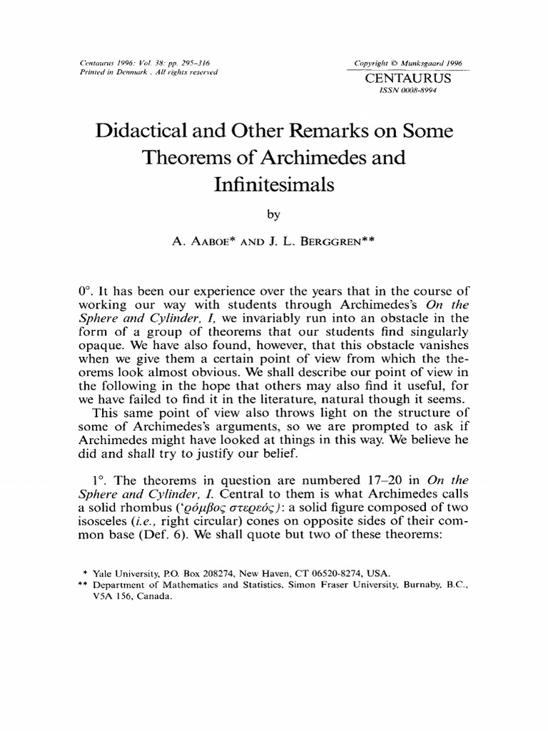 Aaboe, A., & Berggren, J. L. (1996) - Didactical and Other Remarks On Some Theorems of ...