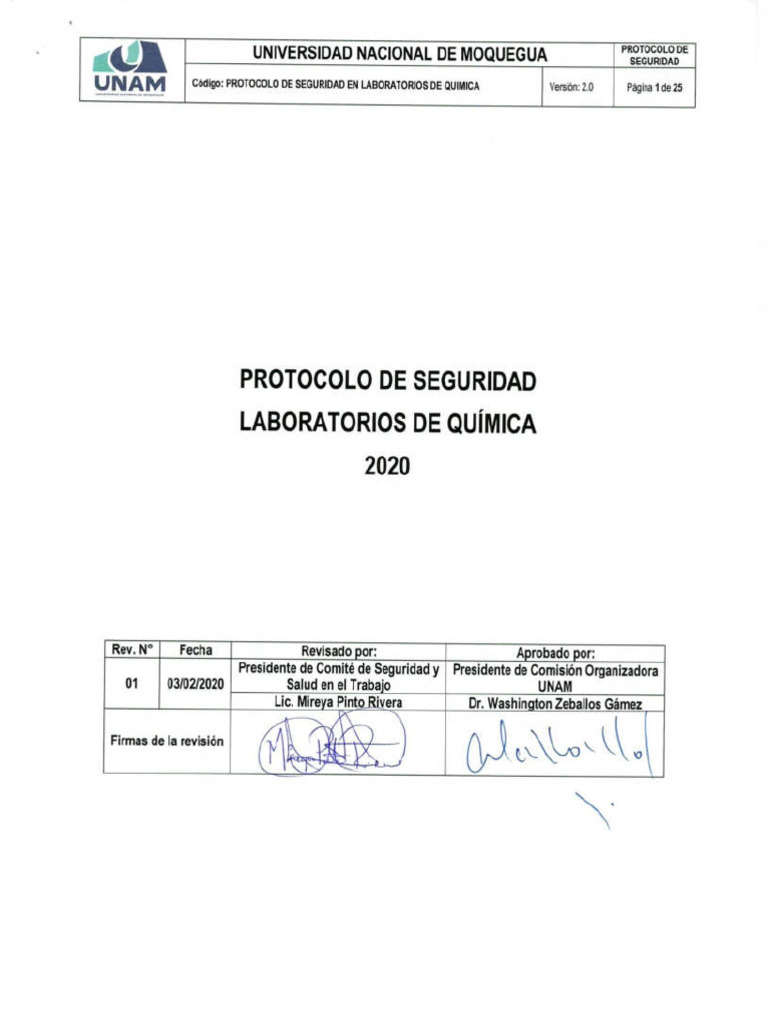 PROTOCOLOS_DE_SEGURIDAD_-_LABORATORIO_DE_QUIMICA_2020 | PDF