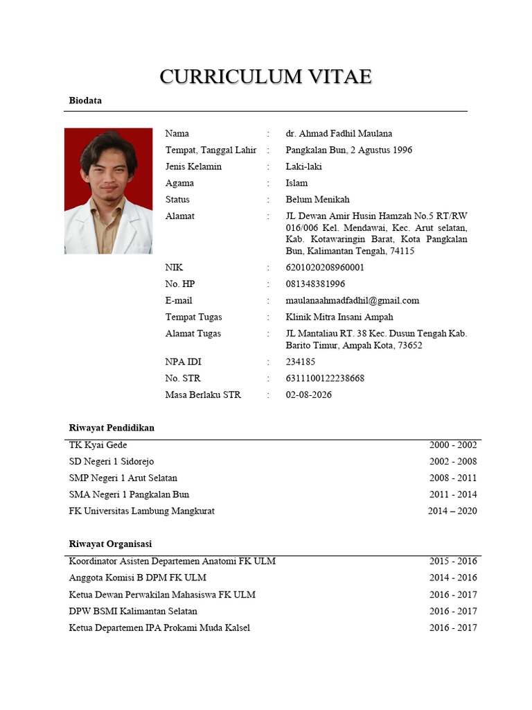 CV Ahmad Fadhil Maulana | PDF