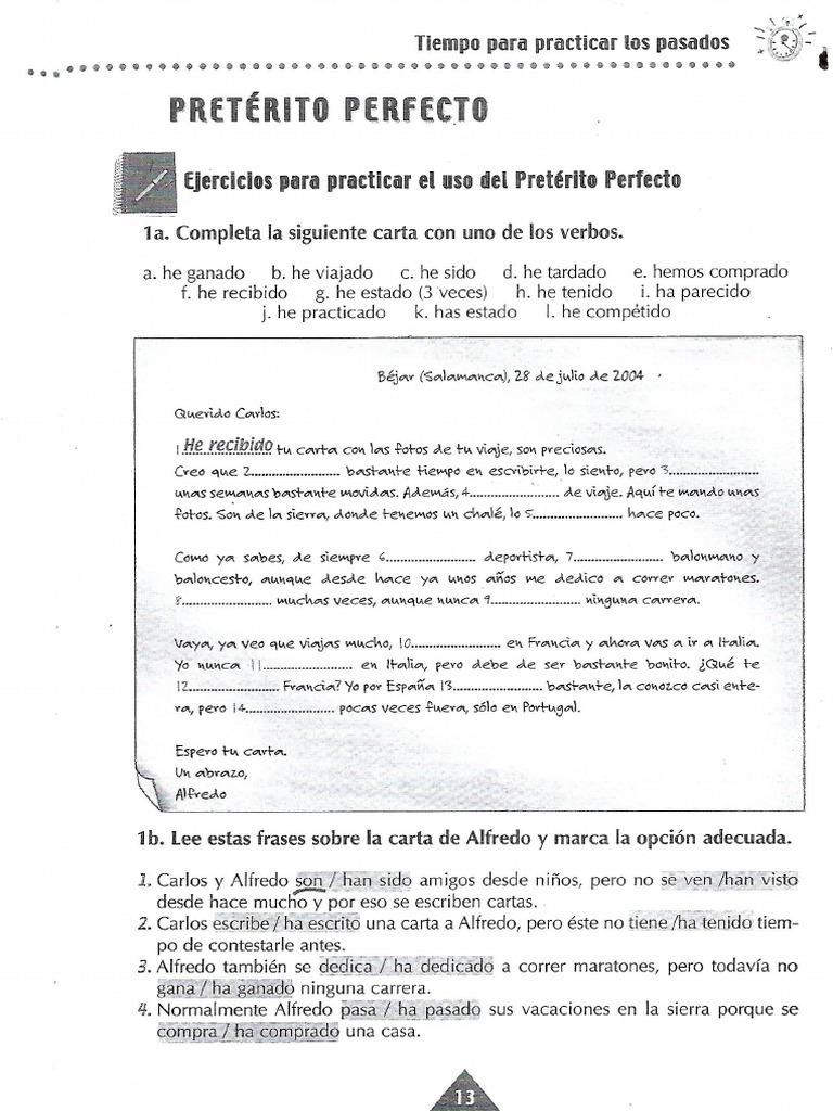 2019 - El Preterito Perfecto - B | PDF