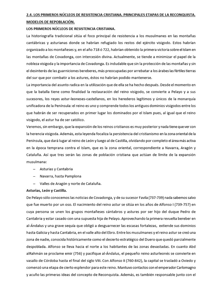 024 Primeros Nucleos Reconquista Repoblacion | PDF | Viajes y turismo | Historia