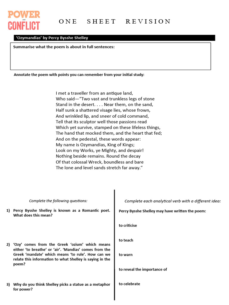 Ozymandias by Percy Bysshe Shelley | Download Free PDF | Poems | Poetry