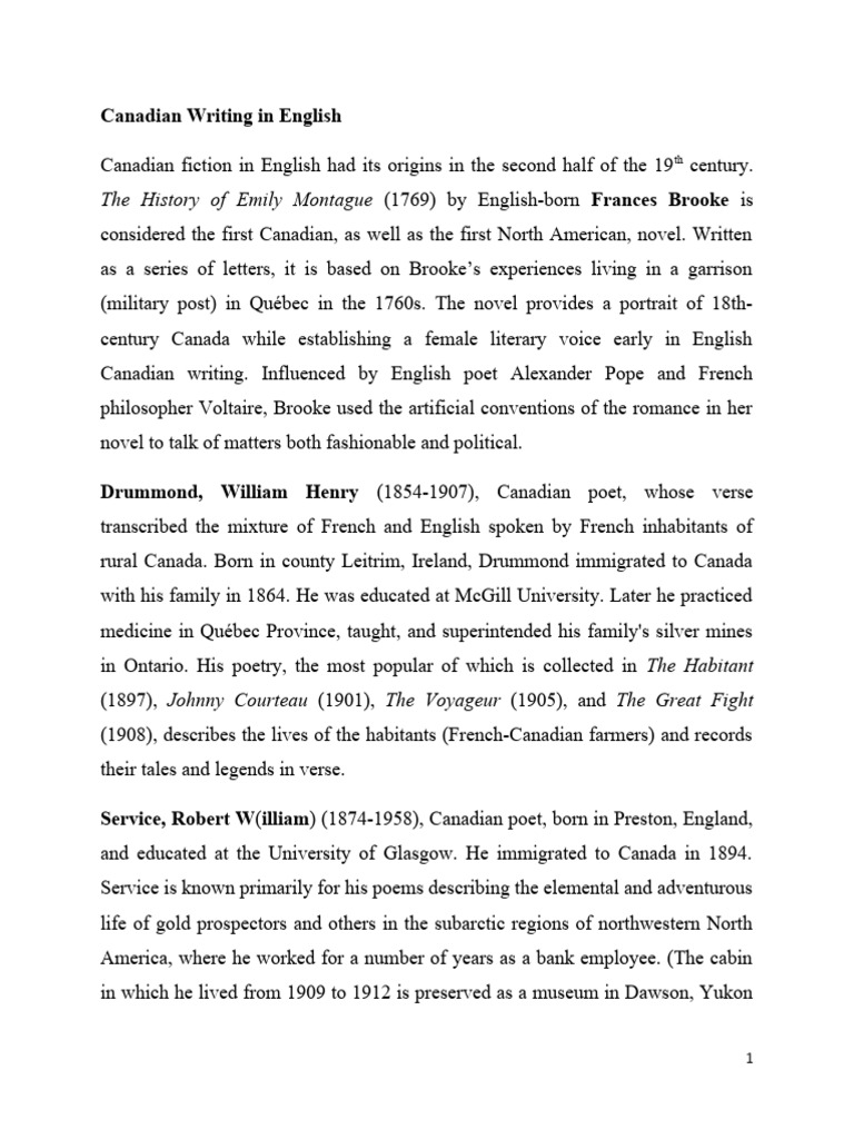 Canadian Writing in English | PDF | General Fiction