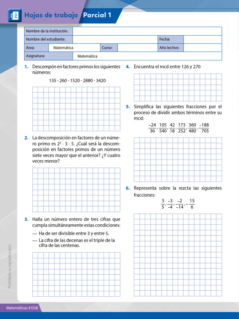 HT Mate 8egb P1 1 | PDF | Matemática Elemental | Teoría de los números