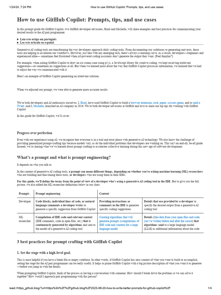 How To Use GitHub Copilot - Prompts, Tips, and Use Cases | PDF ...