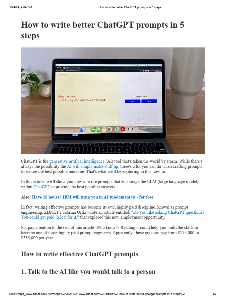 How To Write Better ChatGPT Prompts in 5 Steps | PDF | Amazon Echo ...