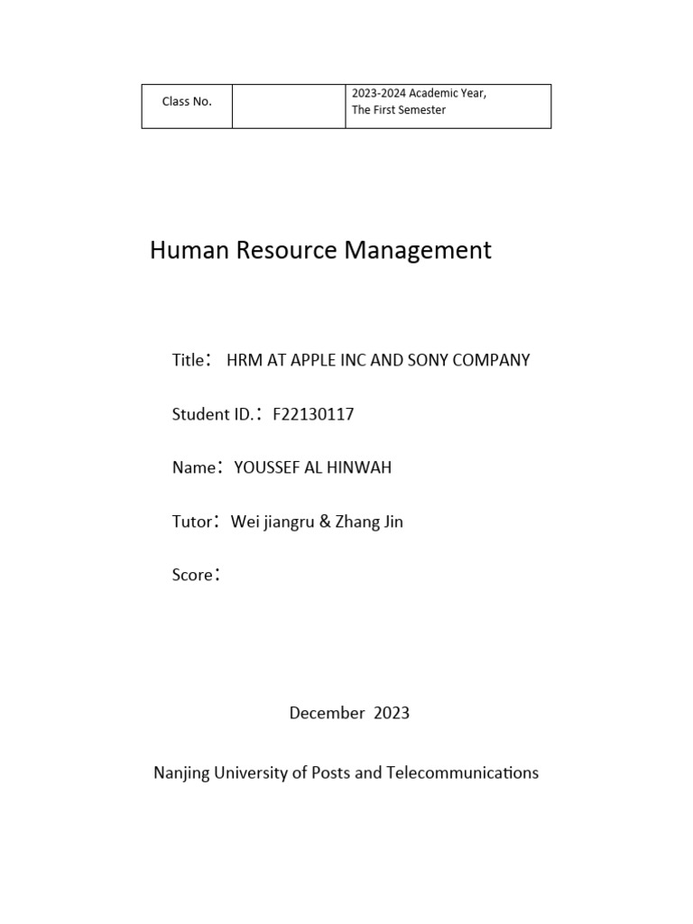 f22130117 HRM at Apple Inc and Sony | PDF | Human Resource Management ...
