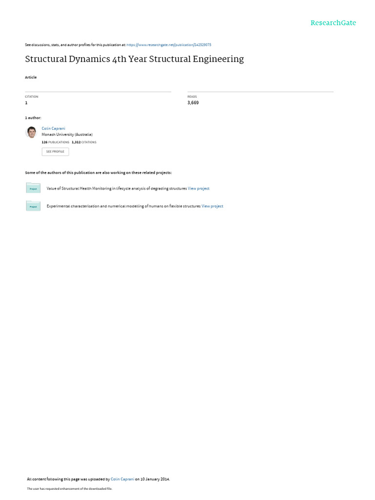 Structural Dynamics 4th Year Structural Engineerin | PDF | Force | Damping