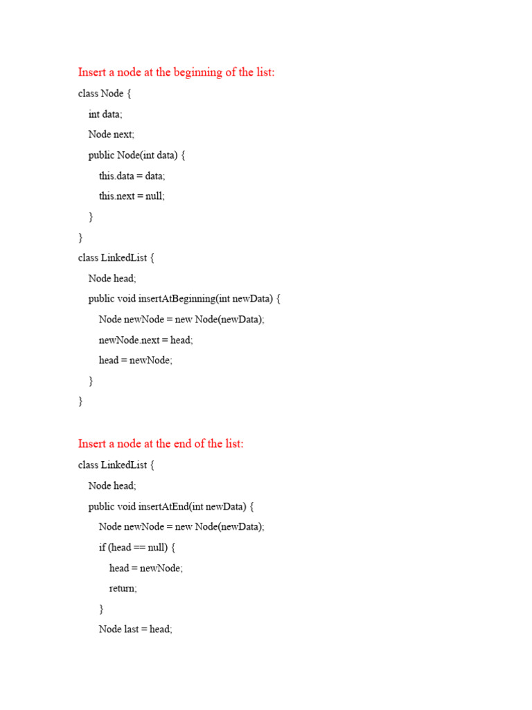 LinkedList Node Insertion Methods | PDF