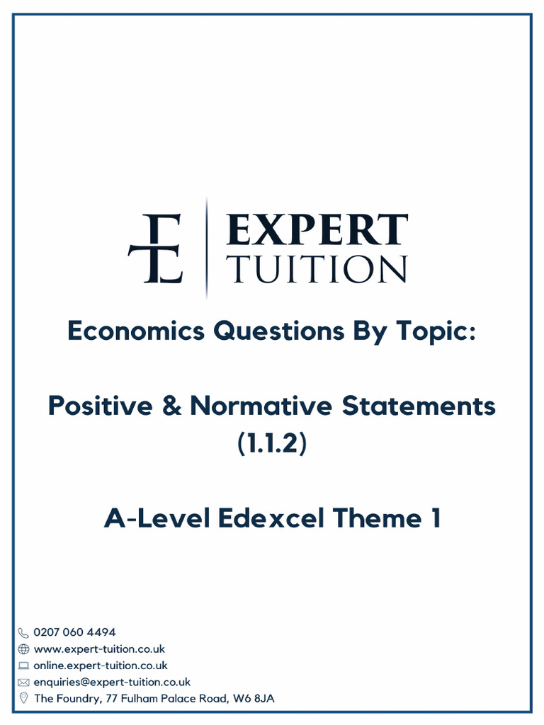 Positive Normative Statements 1.1.2 | PDF | Economies