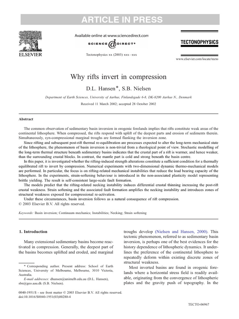 Why Rifts Invert in Compression | PDF | Rift | Sedimentary Basin