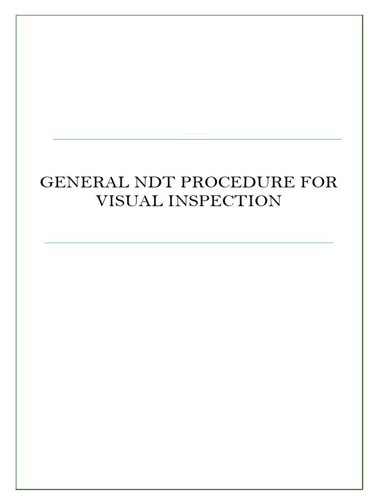 General NDT Procedure For Visual Inspection REV 1 | PDF ...
