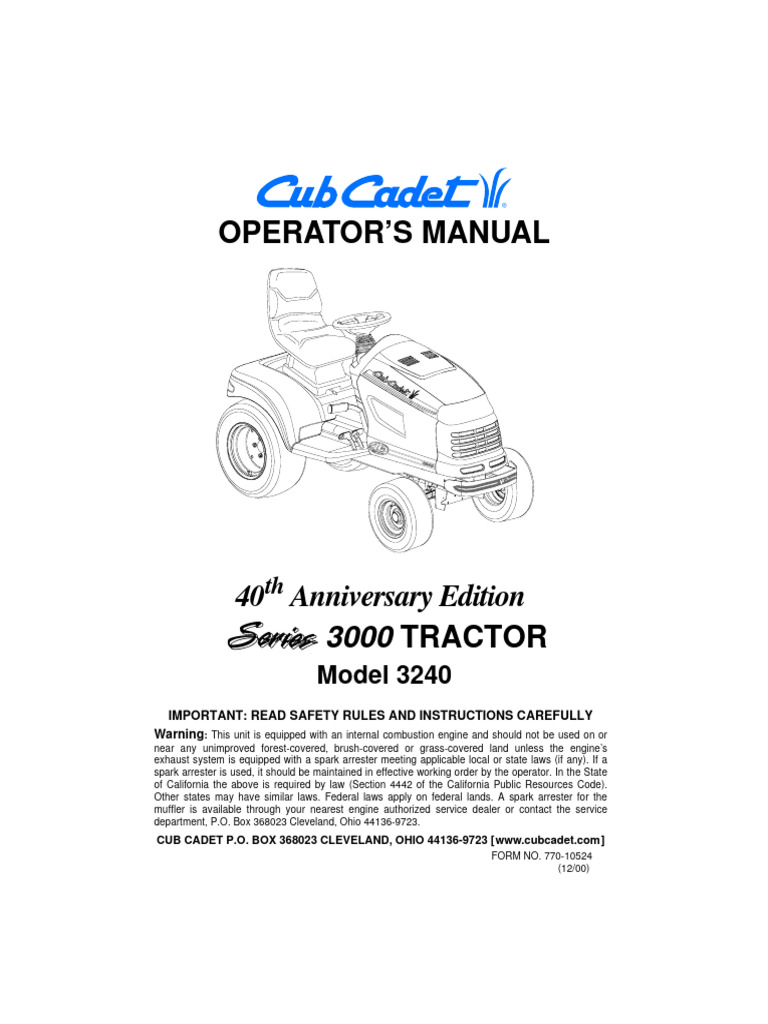 Cub Cadet Manuel | PDF | Tractor | Vehicles