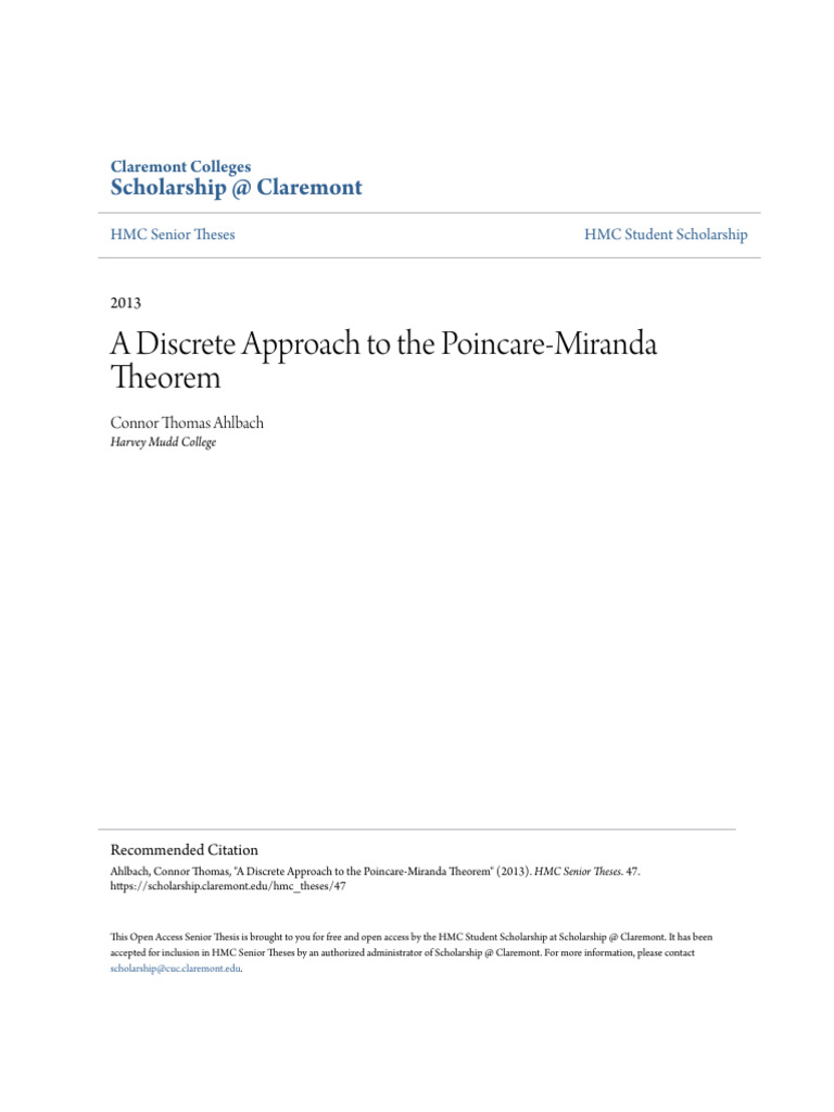A Discrete Approach To The Poincare-Miranda Theorem | PDF | Geometry ...