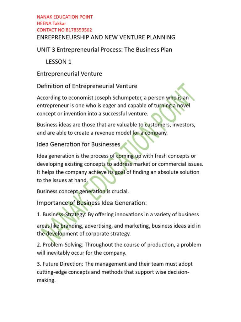 Entrepreneurship Unit 3 | PDF | Feasibility Study | Entrepreneurship