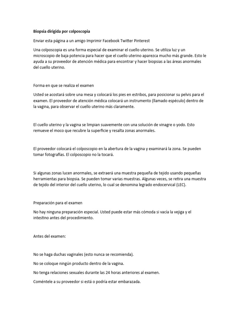 Biopsia dirigida por colposcopia | PDF | Vagina | Medicina CLINICA Biopsia dirigida por colposcopia | PDF | Vagina | Medicina CLINICA