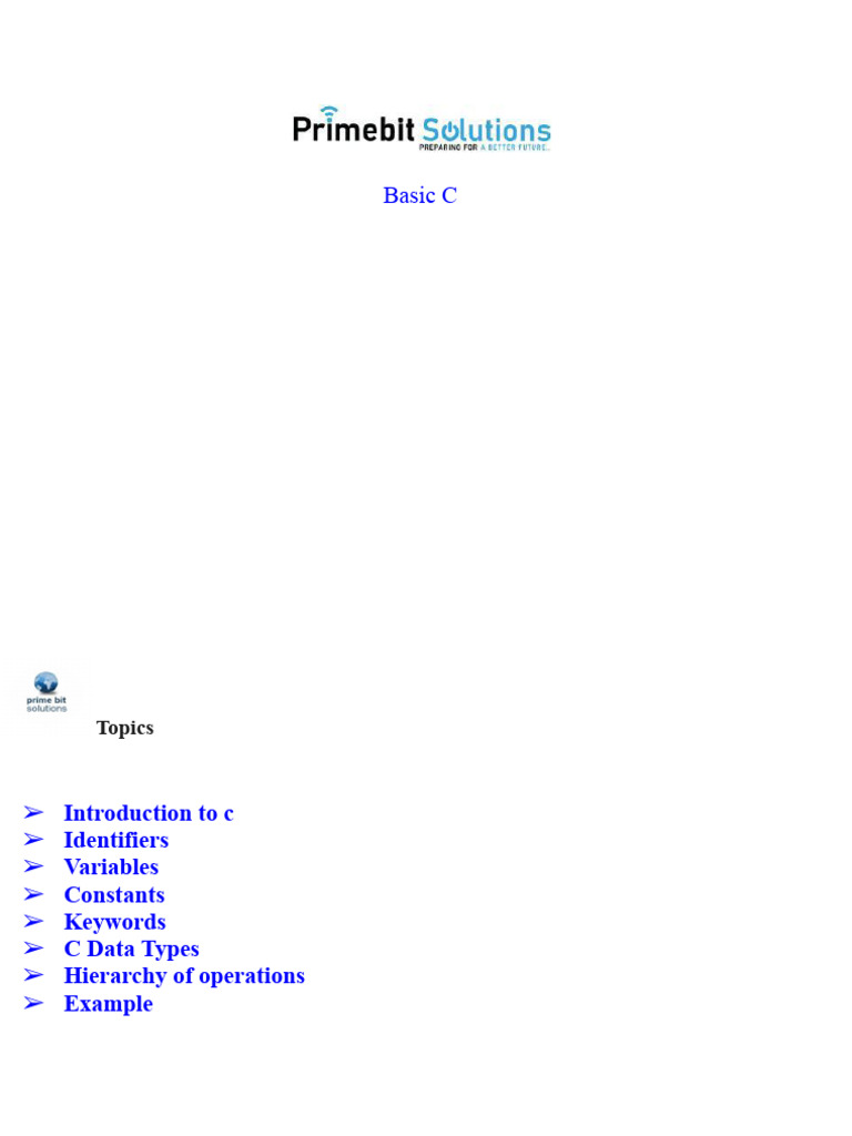 1 C Basic Variables And Operators Pdf Reserved Word Variable Computer Science