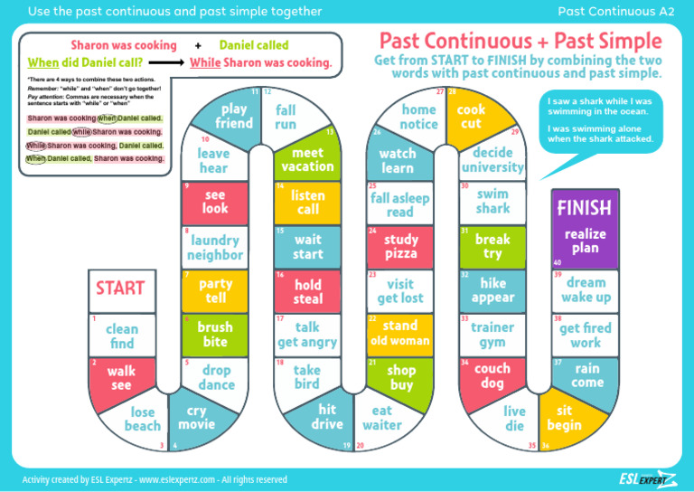 Past Continuous and Past Simple Board Game | PDF