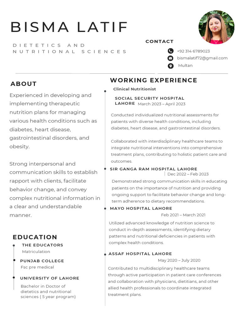 Bisma CV | Download Free PDF | Dietitian | Health Care