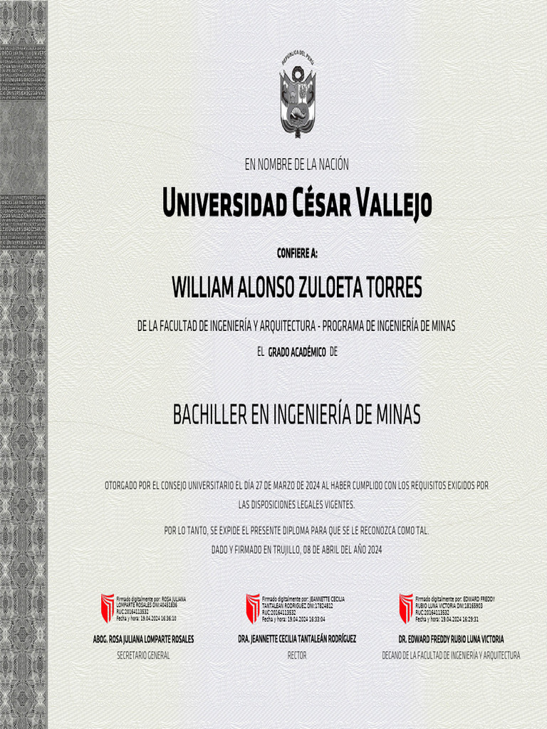 Universidad César Vallejo: William Alonso Zuloeta Torres | PDF ...