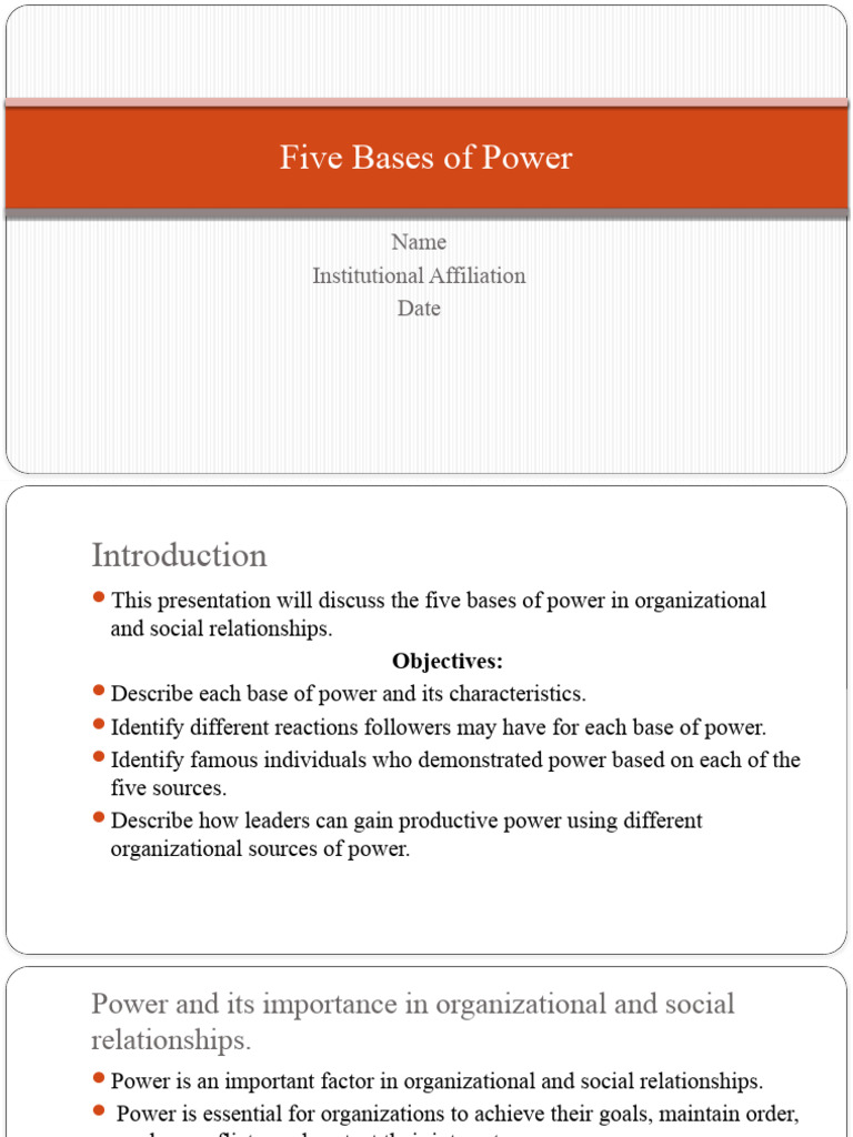 Five Bases of Power | PDF | Power (Social And Political) | Motivation