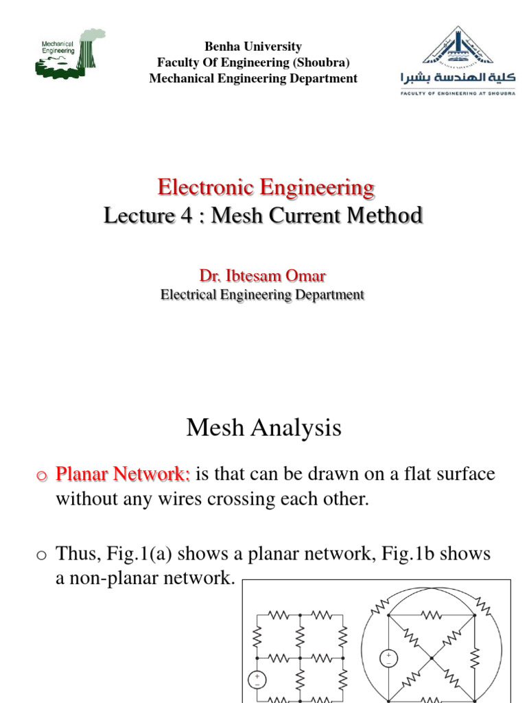 Electronic Engineering: Lecture 4: Mesh Current Method | PDF | Electronics | Electrical Circuits