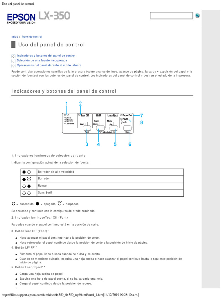 Uso Del Panel de Control Impresora Emson LX-350 | PDF | Impresora ...