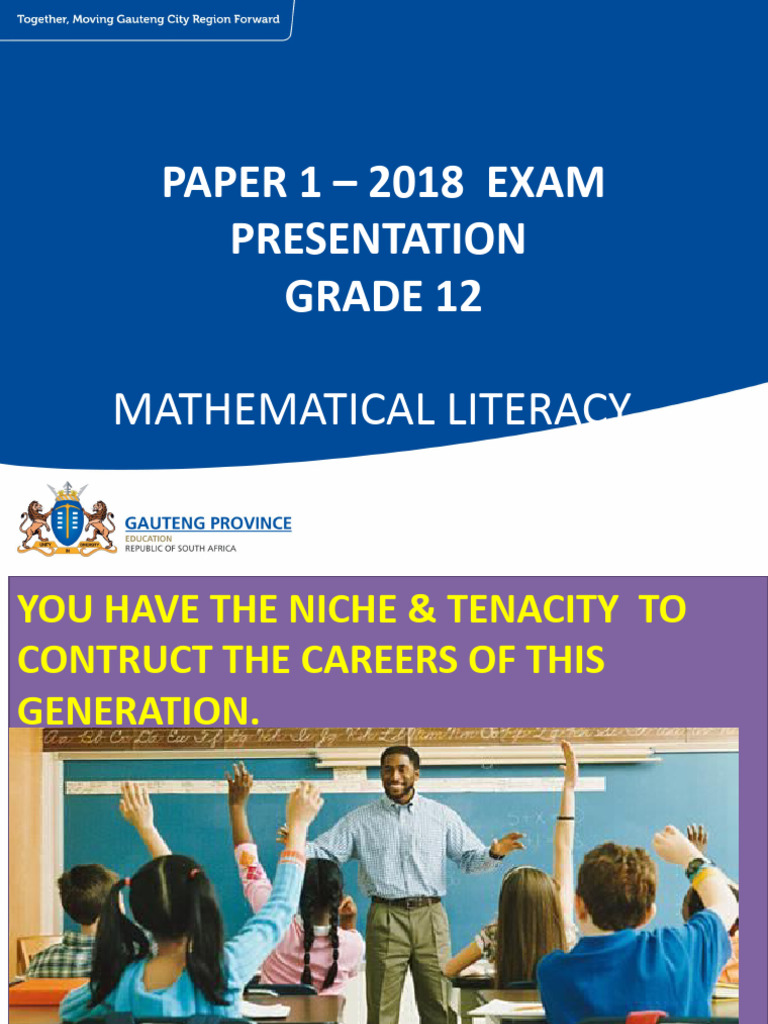 Grade 12 Maths Literacy (P1) Step by Step in Answering Question Papers ...